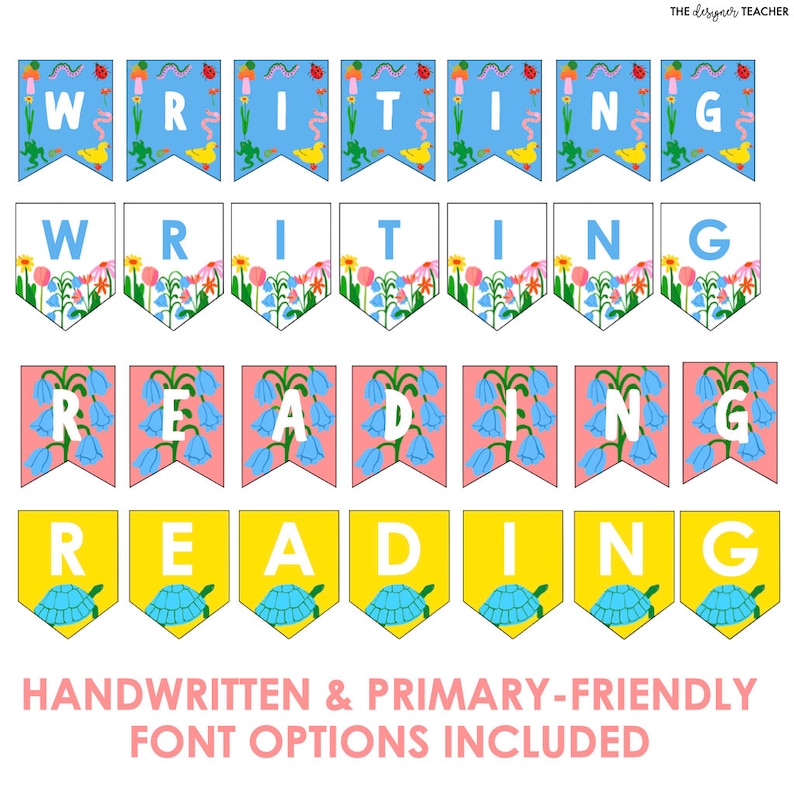 Editable Floral Letter Banner Pennants Printable Bright Garden Theme ...