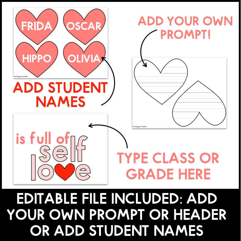 Self Love Bulletin Board Activity and Heart Craft • Valentine's Day ...