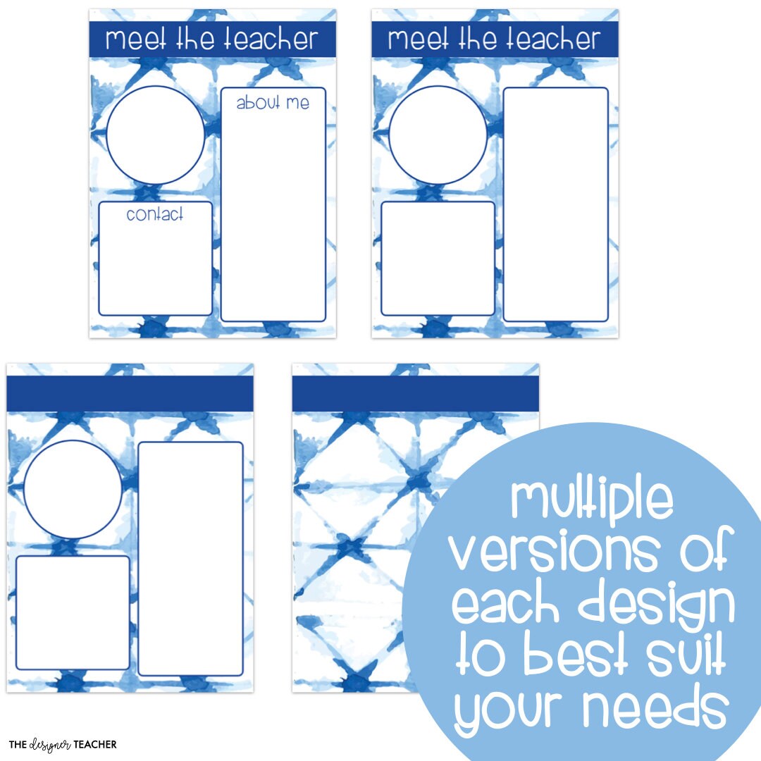 Editable Blue Watercolor Meet the Teacher Template Back to School - Etsy