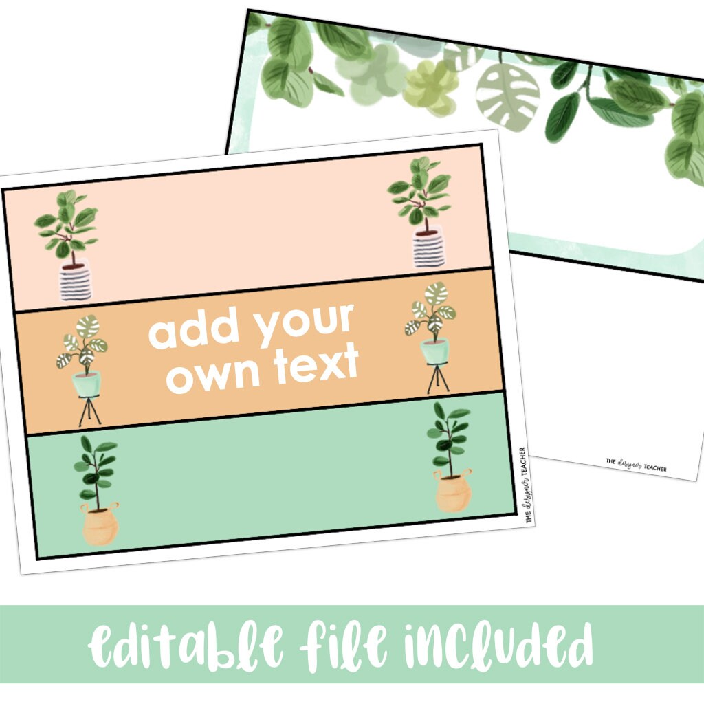 Plant Theme Editable Schedule Cards | Pastel Botanical Classroom ...