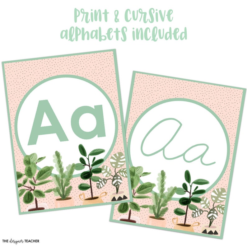 Plant Theme Classroom Alphabet Posters: Print Cursive & - Etsy