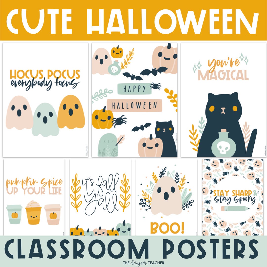 Cute Halloween Posters Easy Bulletin Board • Printable Halloween ...