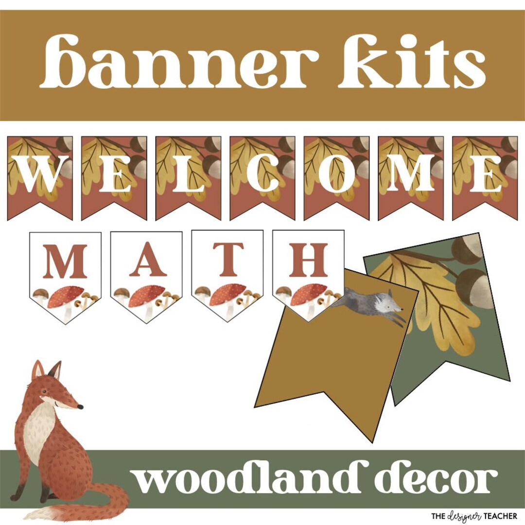 Editable Letter Banner Pennants With Boho Watercolor Woodland - Etsy