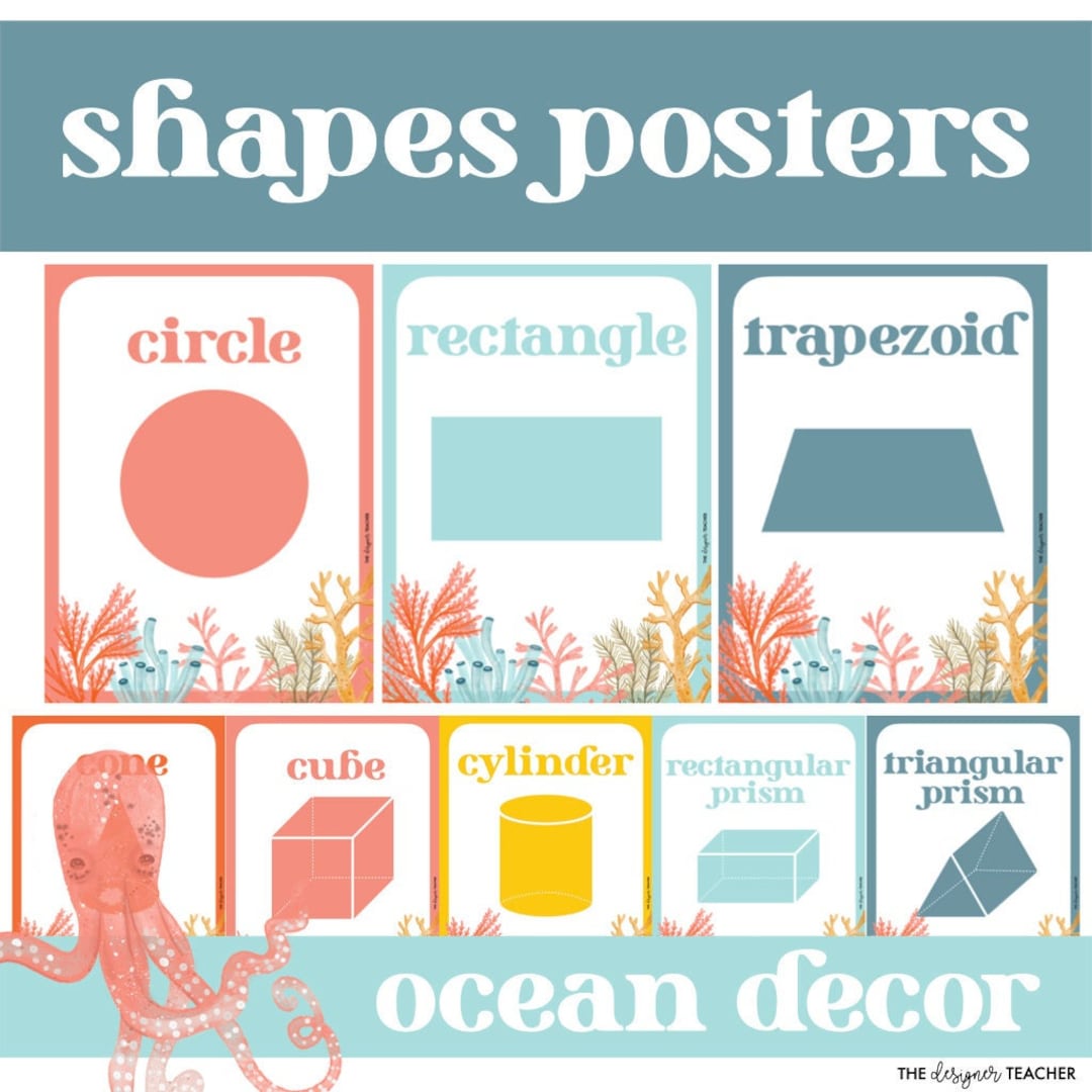 Ocean Theme Under the Sea 2D and 3D Shapes Posters Classroom Decor - Etsy