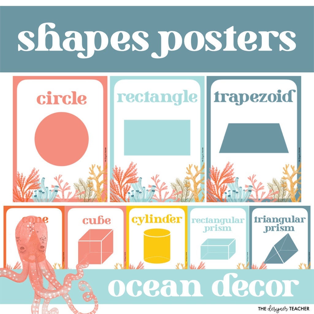 Ocean Theme Under the Sea 2D and 3D Shapes Posters Classroom Decor - Etsy