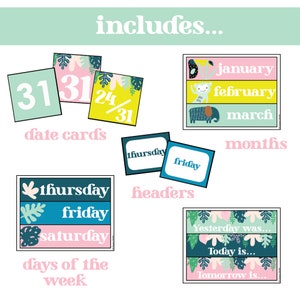 Editable Classroom Calendar Kit With Modern Tropical Jungle Theme - Etsy