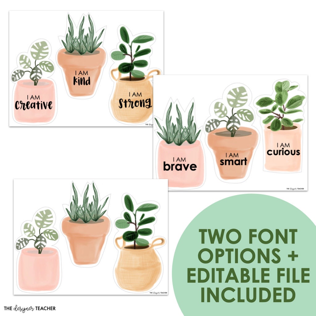 Plant Affirmation Station Mirror Display Botanical Boho Classroom Decor ...