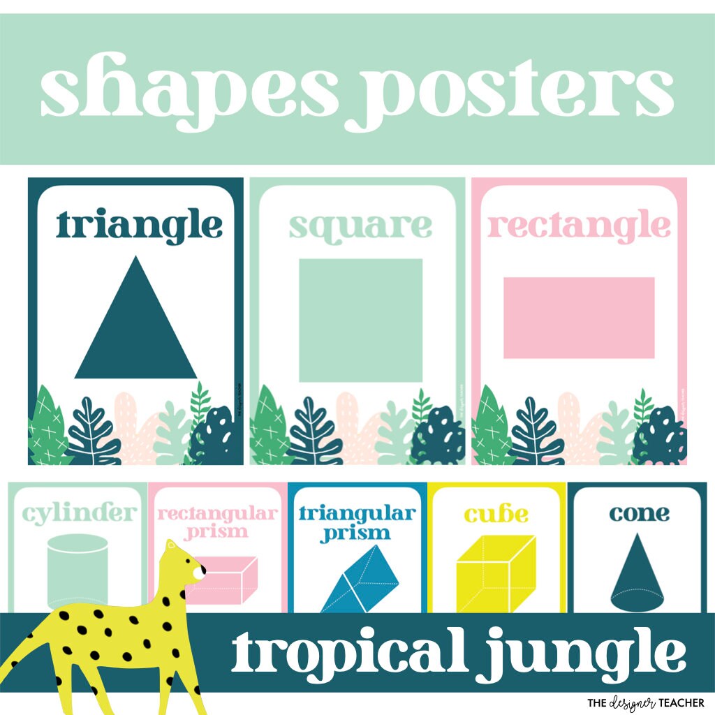 Modern Tropical Jungle Theme 2D and 3D Shapes Posters - Etsy