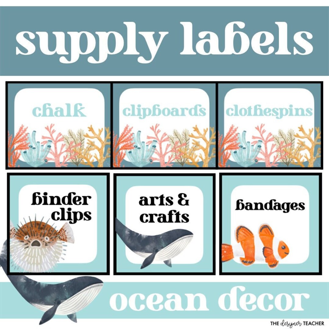 Editable Supply Labels for Target Pocket Labels Ocean Theme - Etsy