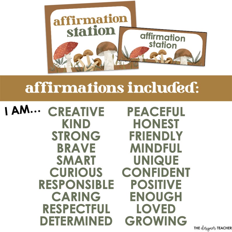 Woodland Theme Affirmation Station Mirror Display Bulletin Board for ...