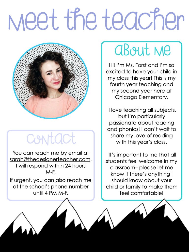 Mountain Theme Editable Meet the Teacher Template Mountain Classroom ...