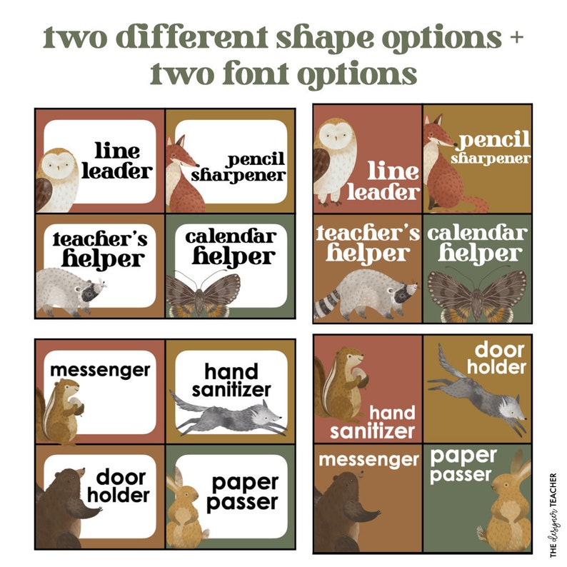 Editable Classroom Jobs Chart and Bulletin Board Display Boho Woodland ...