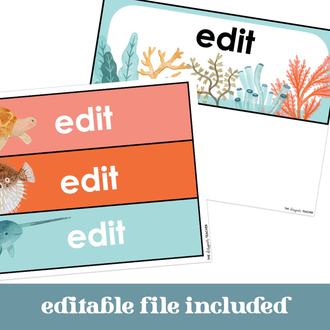 Editable Schedule Cards With Ocean Theme Under the Sea - Etsy
