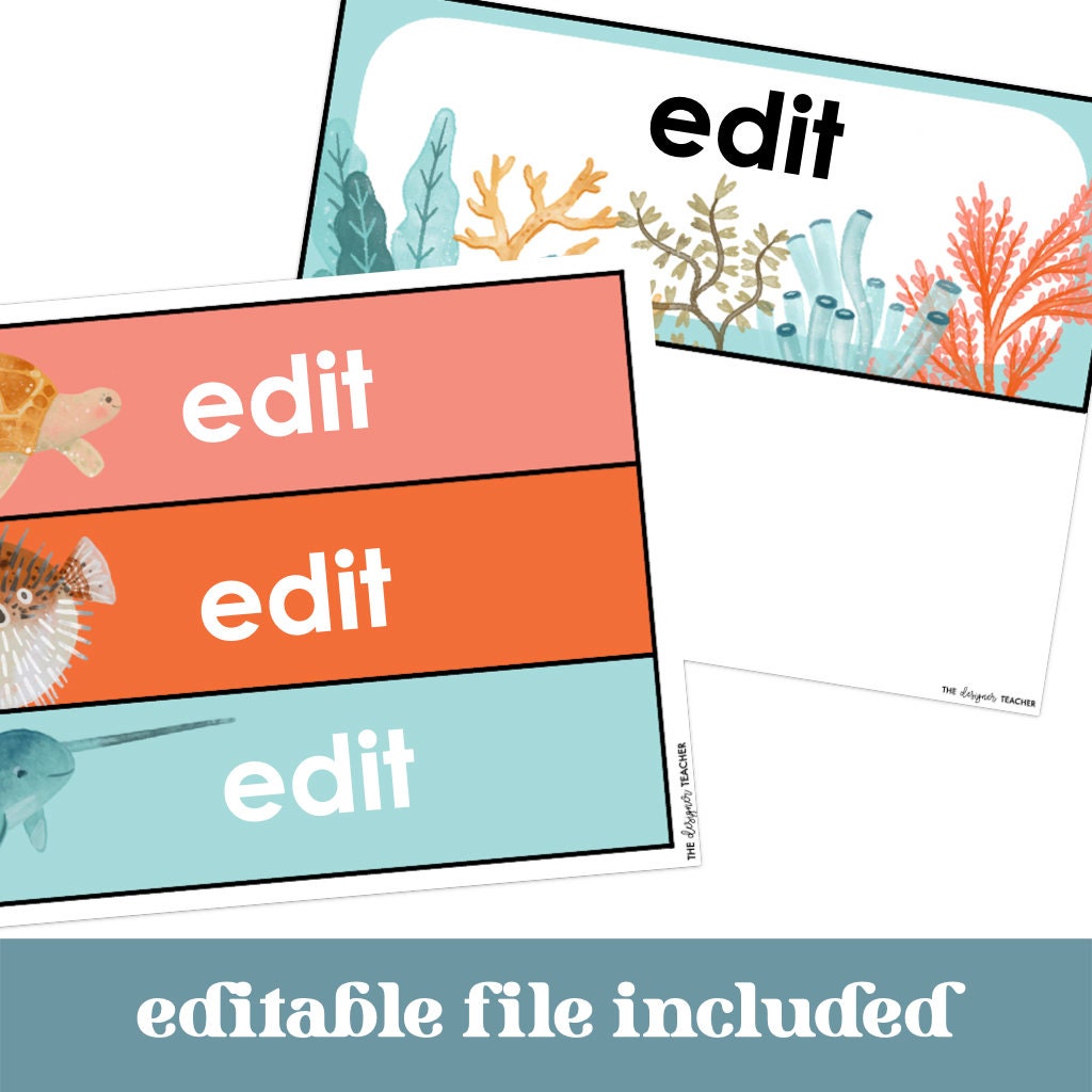 Editable Schedule Cards With Ocean Theme Under the Sea | Classroom ...
