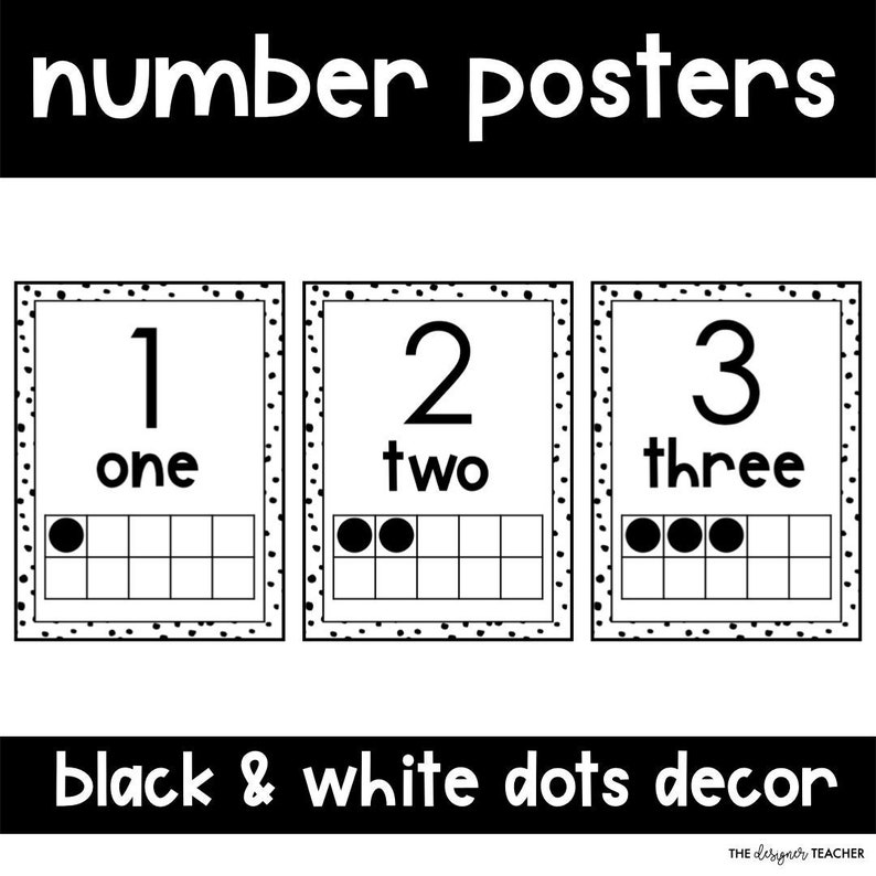 Number Posters 1-20 With Ten Frames With Black & White - Etsy