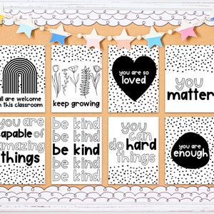 Inspirational Growth Mindset Inclusive Classroom Posters Black & White ...