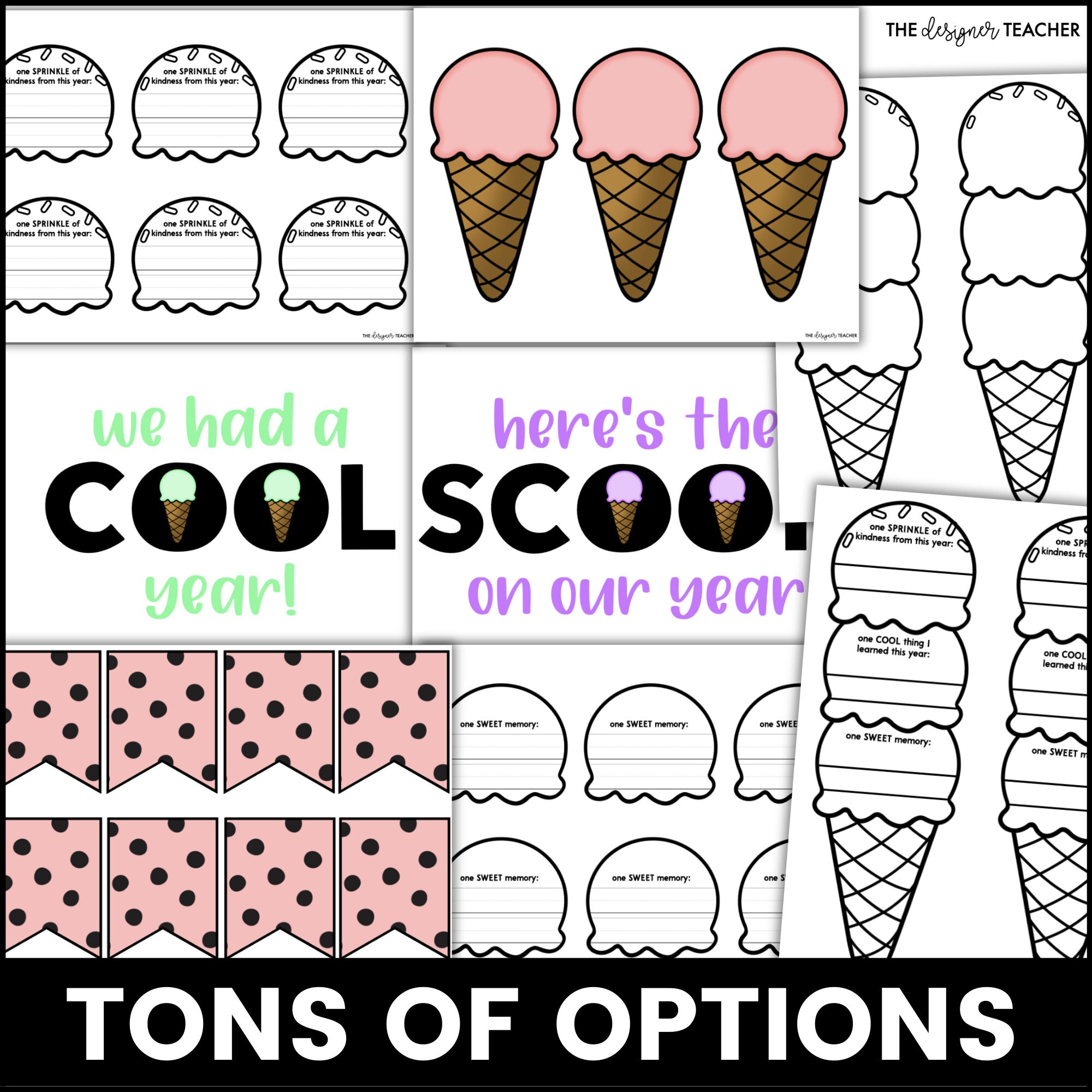 End of the Year Ice Cream Bulletin Board Craft & May June Summer Door ...