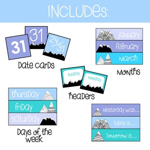 Editable Classroom Calendar Kit With Mountain Theme - Etsy