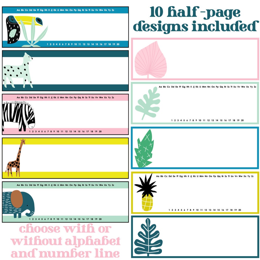 Modern Tropical Jungle Theme Classroom Editable Desk Plates Name Tags ...