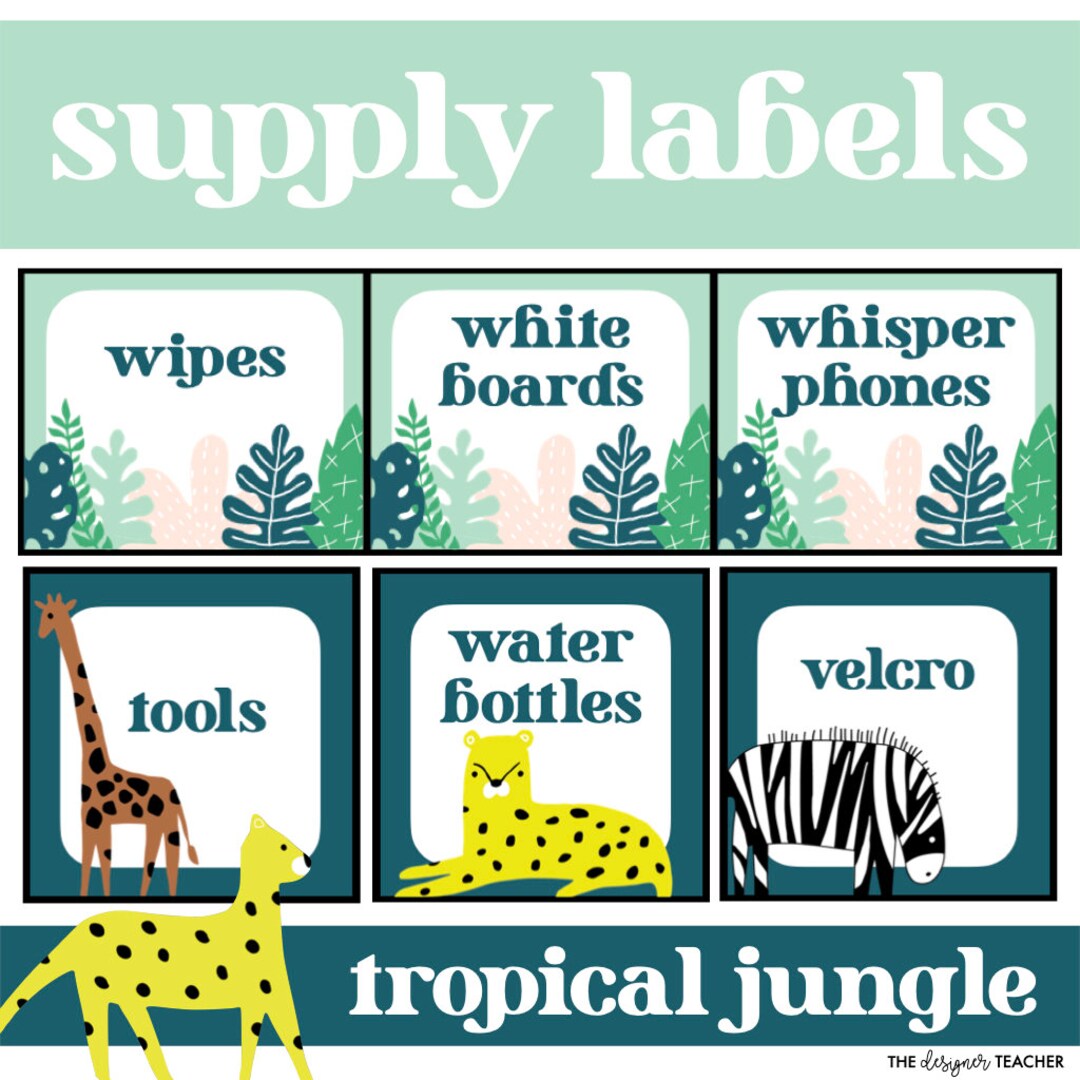 Editable Supply Labels for Target Pocket Labels Modern Tropical Jungle ...