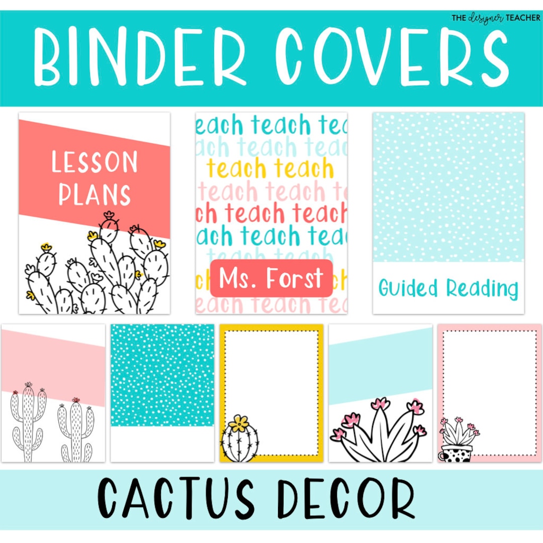 Cactus Theme Editable Binder Covers & Spines - Etsy