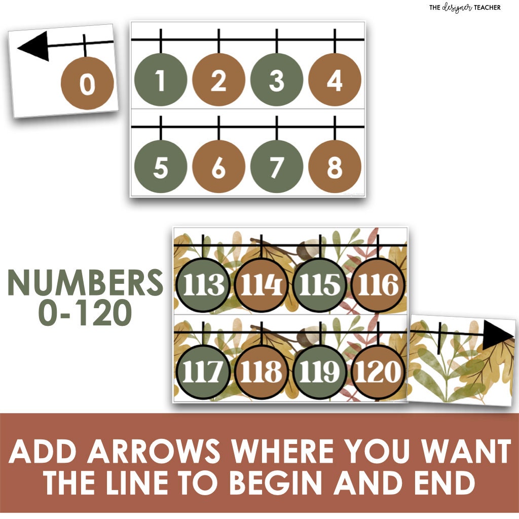 Woodland Theme Number Line to 100 to 120 Forest Classroom Decor ...