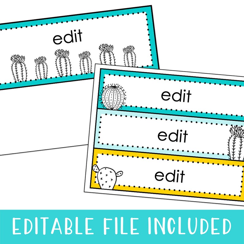 Editable Schedule Cards With Bright Cactus Succulent Theme | Classroom ...