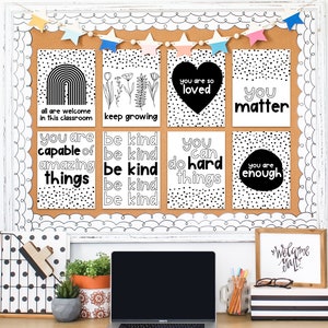 Inspirational Growth Mindset Inclusive Classroom Posters Black & White ...