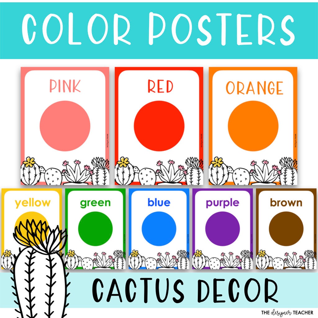 Cactus Theme Classroom Colors Posters - Etsy