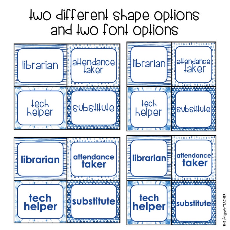 Editable Classroom Jobs Display With Blue Watercolor Theme - Etsy