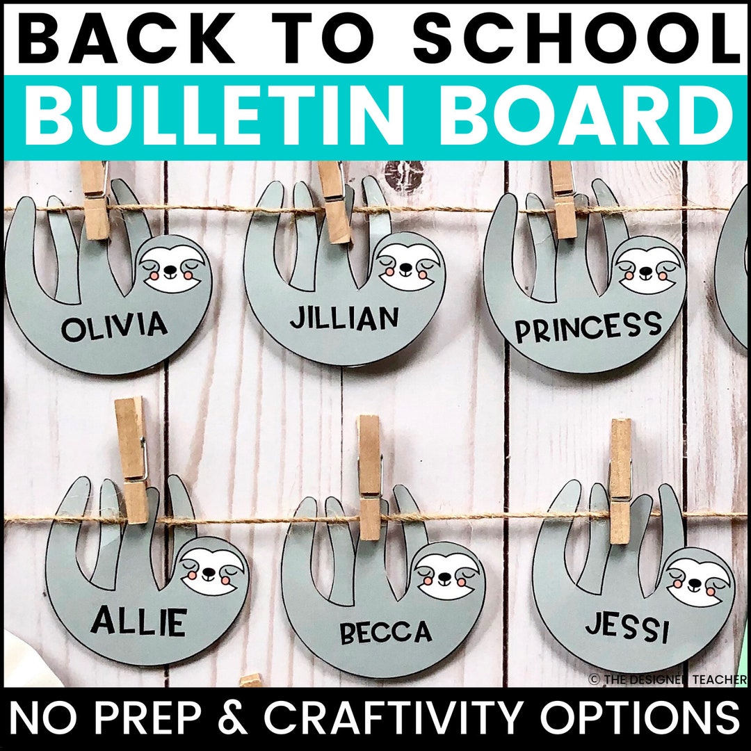 Sloth Bulletin Board & Classroom Door Decor for Back to School, August ...