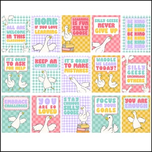 Editable Classroom Silly Goose Posters Bulletin Board | Cute Checkered ...
