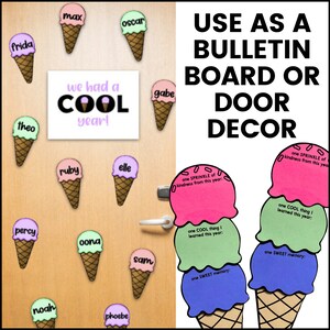End of the Year Ice Cream Bulletin Board Craft & May June Summer Door ...