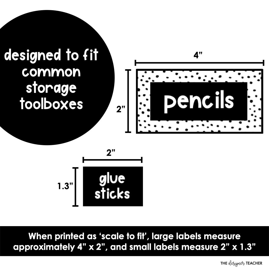 Editable Teacher Toolbox Labels With Black & White Speckled Boho ...