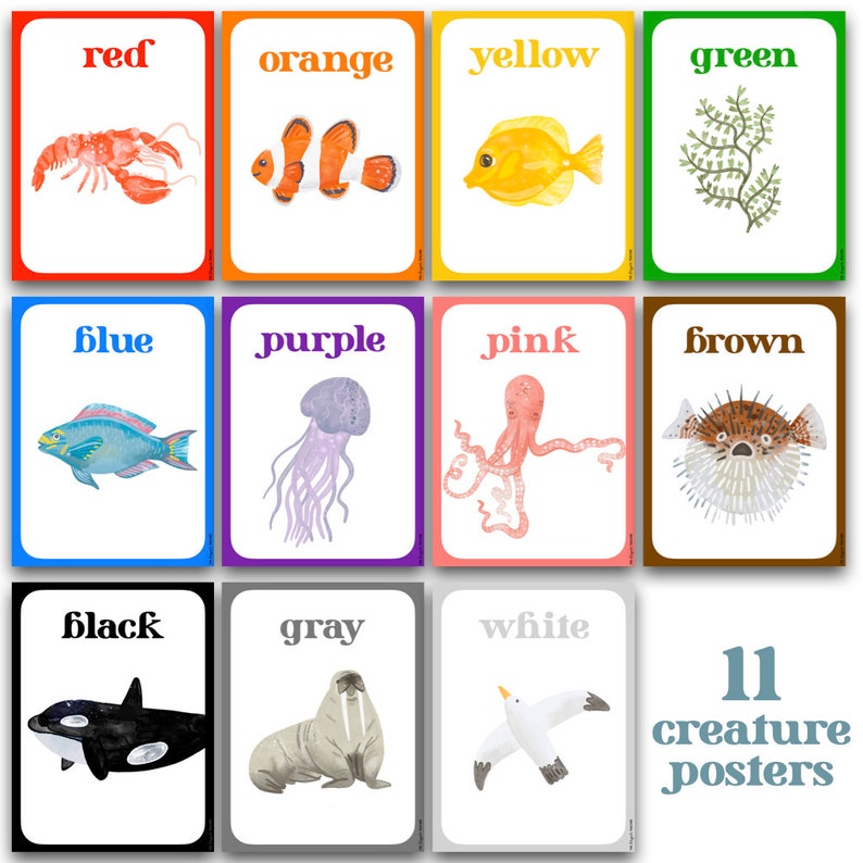 Ocean Theme Colors Posters Printable Under the Sea Classroom Decor ...