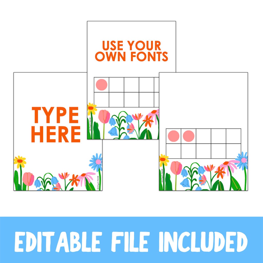 Number Posters 1-20 With Ten Frames Bright Garden Theme Floral ...