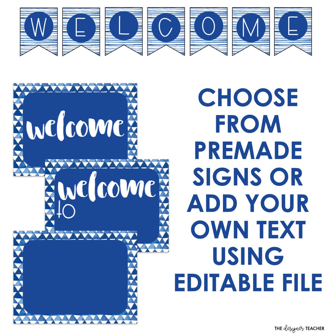 Blue Watercolor Door Decor and Bulletin Board Calming Classroom Decor ...