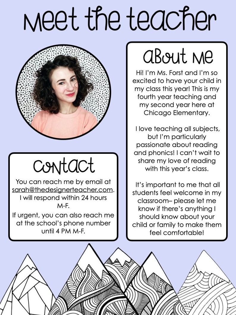 Mountain Theme Editable Meet the Teacher Template Mountain Classroom ...