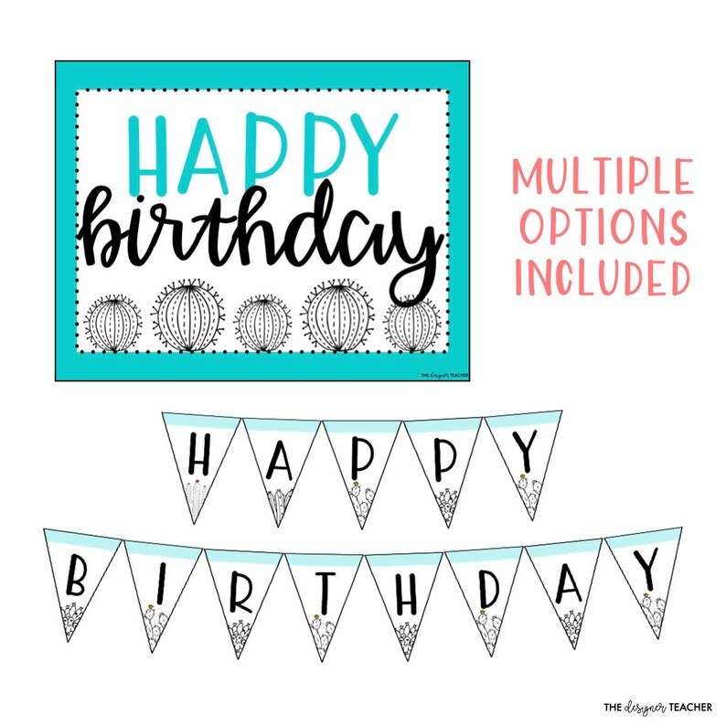 Editable Birthday Display With Cactus Theme - Etsy