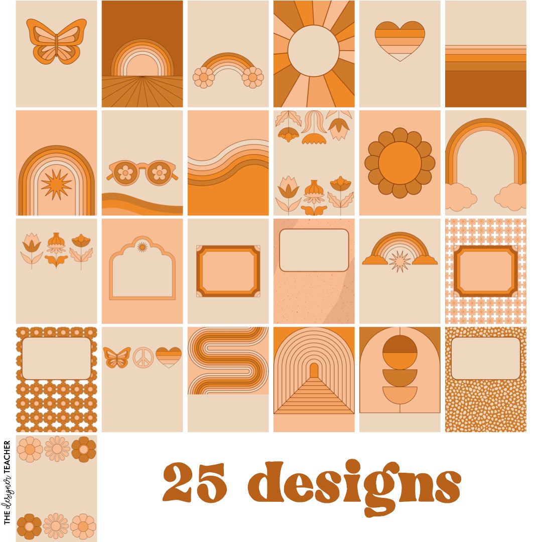 Editable Sunny Boho Retro Binder Covers & Spines Templates for ...