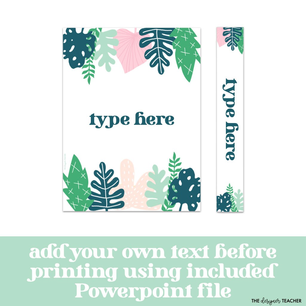 Modern Tropical Jungle Editable Binder Covers & Spines for Classroom ...
