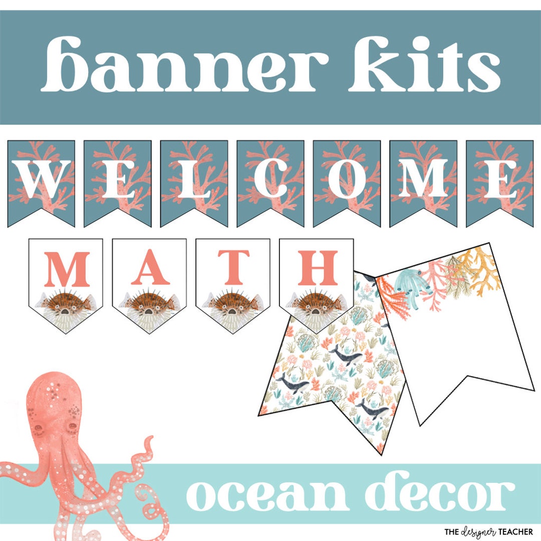 Editable Letter Banner Pennants With Ocean Theme Under the Sea - Etsy