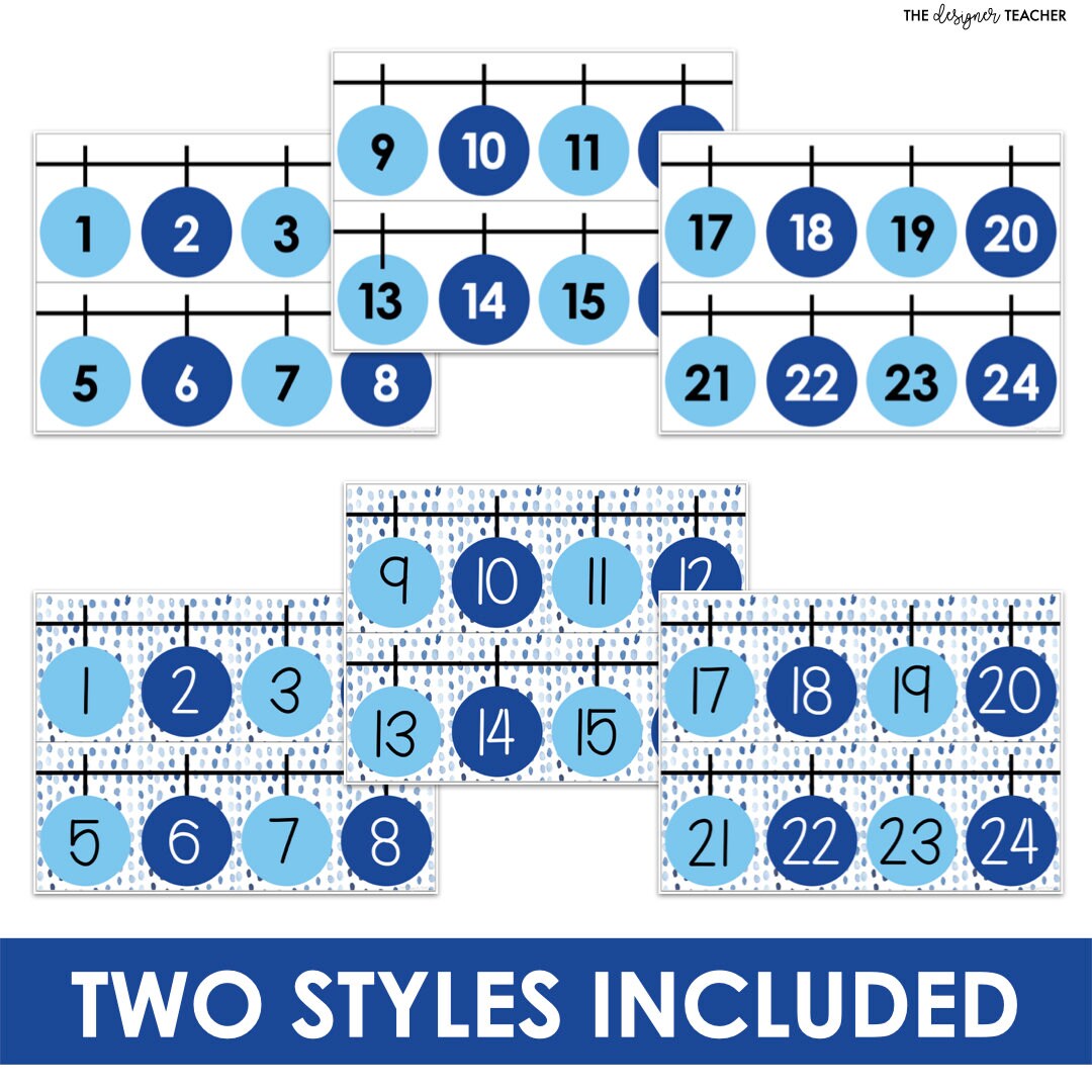 Blue Watercolor Number Line 0 to 120, 0 to 100, Calming Classroom Decor ...