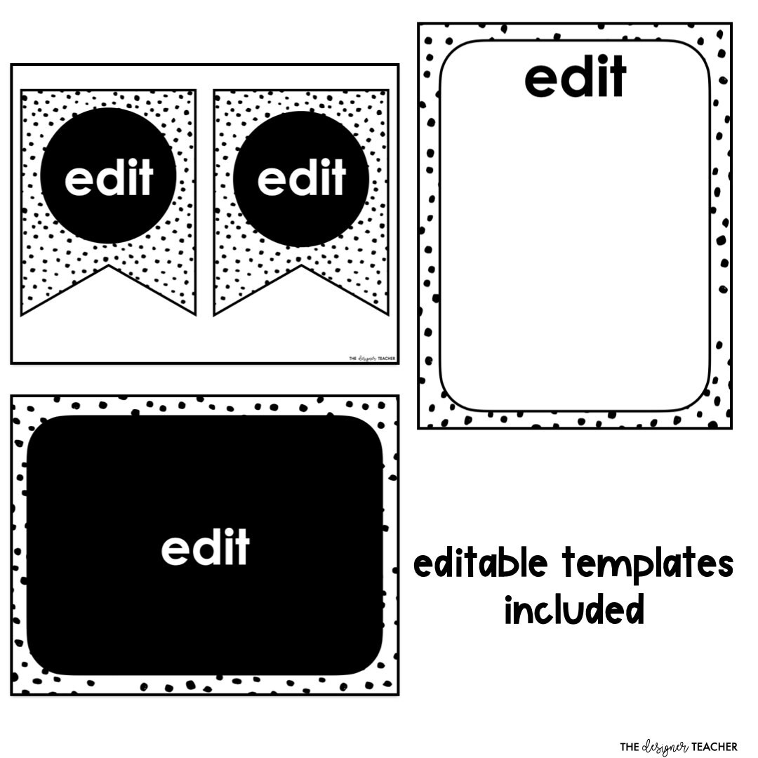 Editable Classroom Birthday Bulletin Board Display With Black & White ...