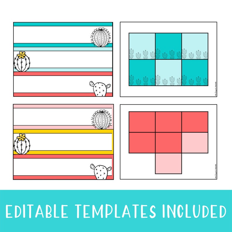 Editable Classroom Calendar Kit | Bright Plant Cactus Theme Pocket ...