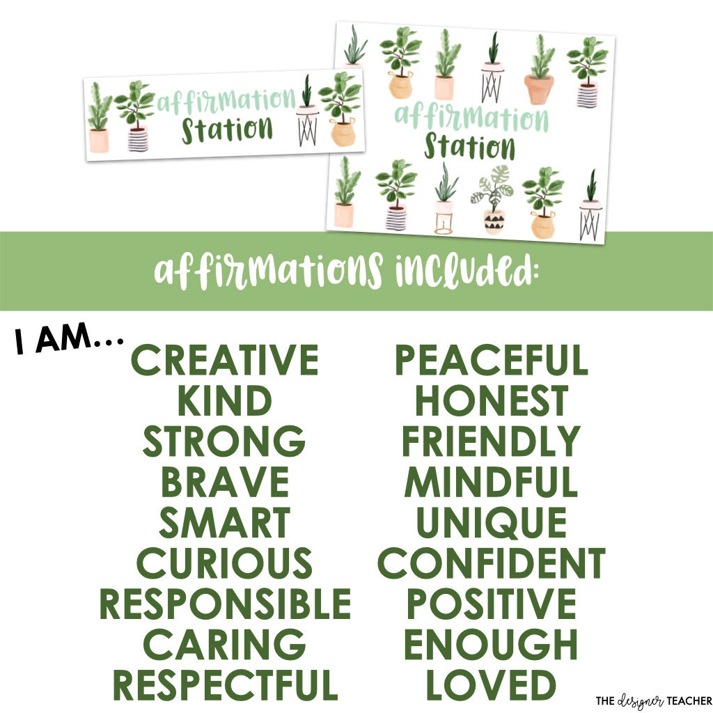 Plant Affirmation Station Mirror Display Botanical Boho Classroom Decor ...