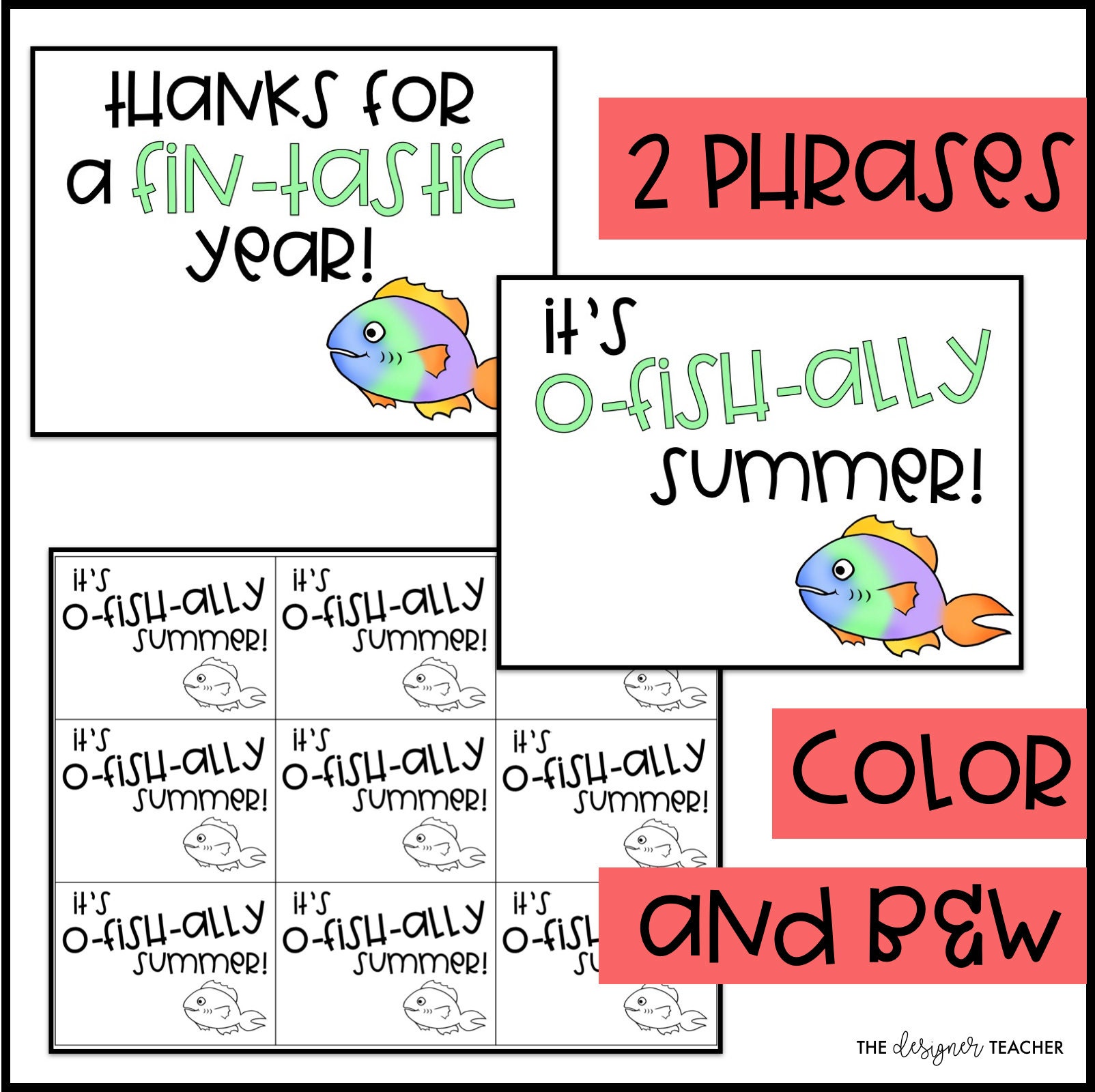 It's O-fish-ally Summer Fish End of the Year Gift Tags & Cards for ...