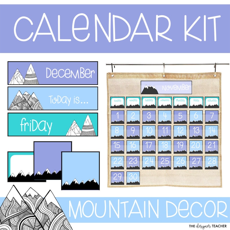 Editable Classroom Calendar Kit With Mountain Theme - Etsy