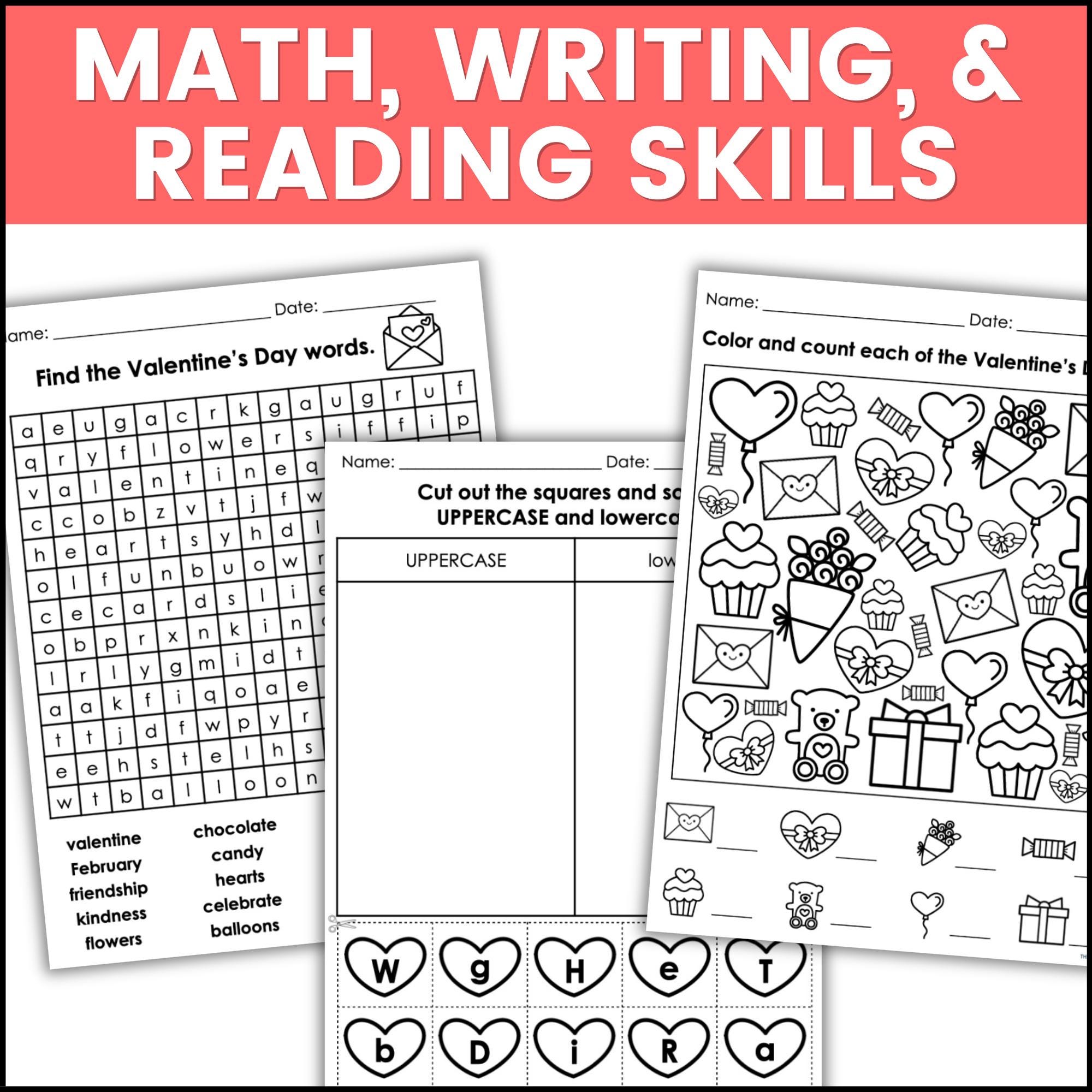 Kids Valentine's Day Activity Pages Coloring Sheets Maze Color by ...
