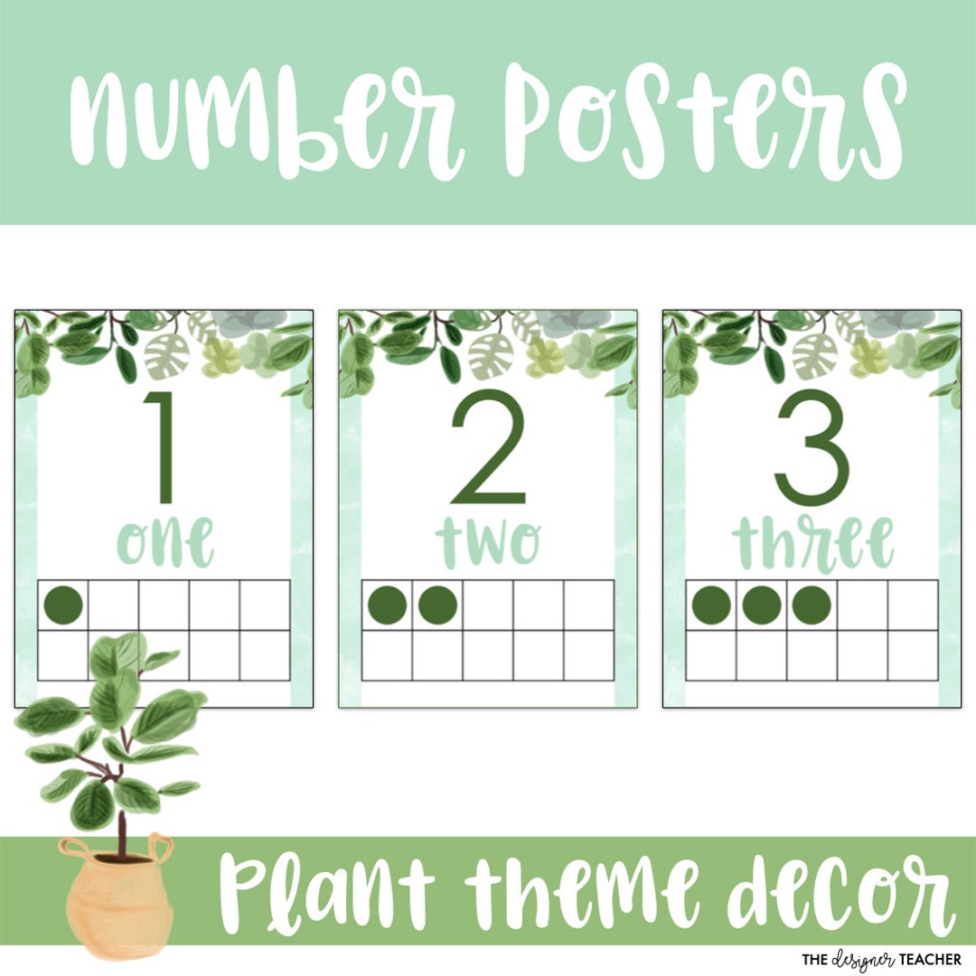 Plant Pastel Boho Theme Decor Classroom Number Posters 1–20 | 10 Frame ...